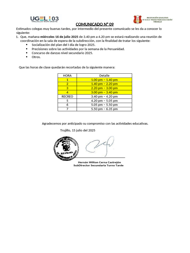 Comunicado 09 2025 | PDF