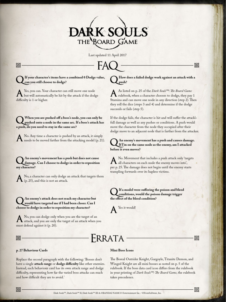 Dark Souls Board Game FAQ & Errata | PDF | Japanese Games | Electronic ...