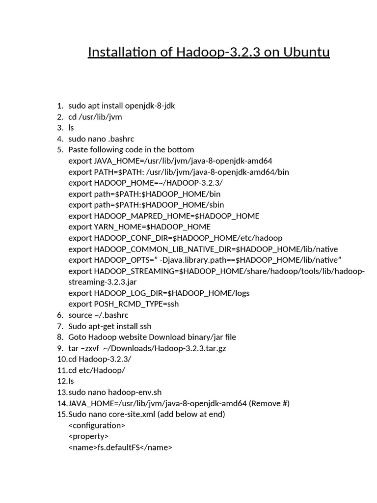 Installation of Hadoop On Ubuntu-Pseudo Distributed Mode | PDF | Apache Hadoop | Operating ...