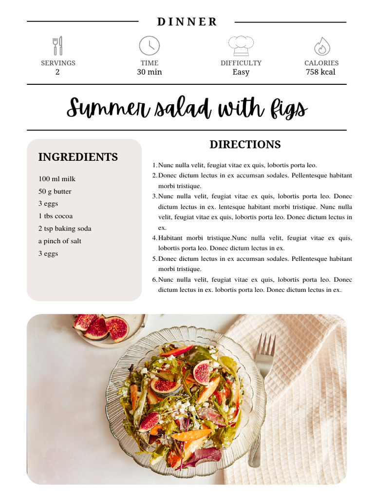 Summer Salad With Figs Recipe Card | PDF