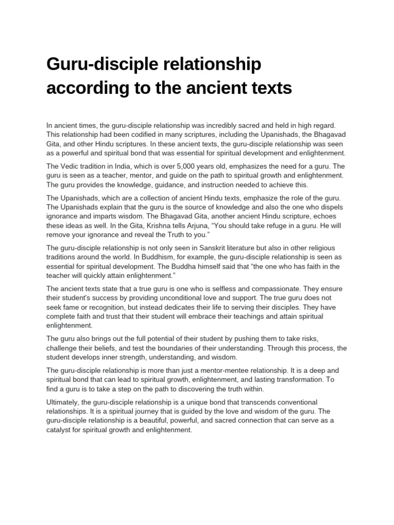 Guru-Disciple Relationship According To The Ancient Texts | PDF | Guru | Bhagavad Gita