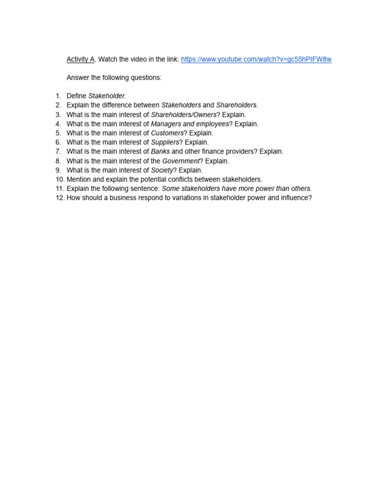 Understanding Stakeholders vs. Shareholders | PDF
