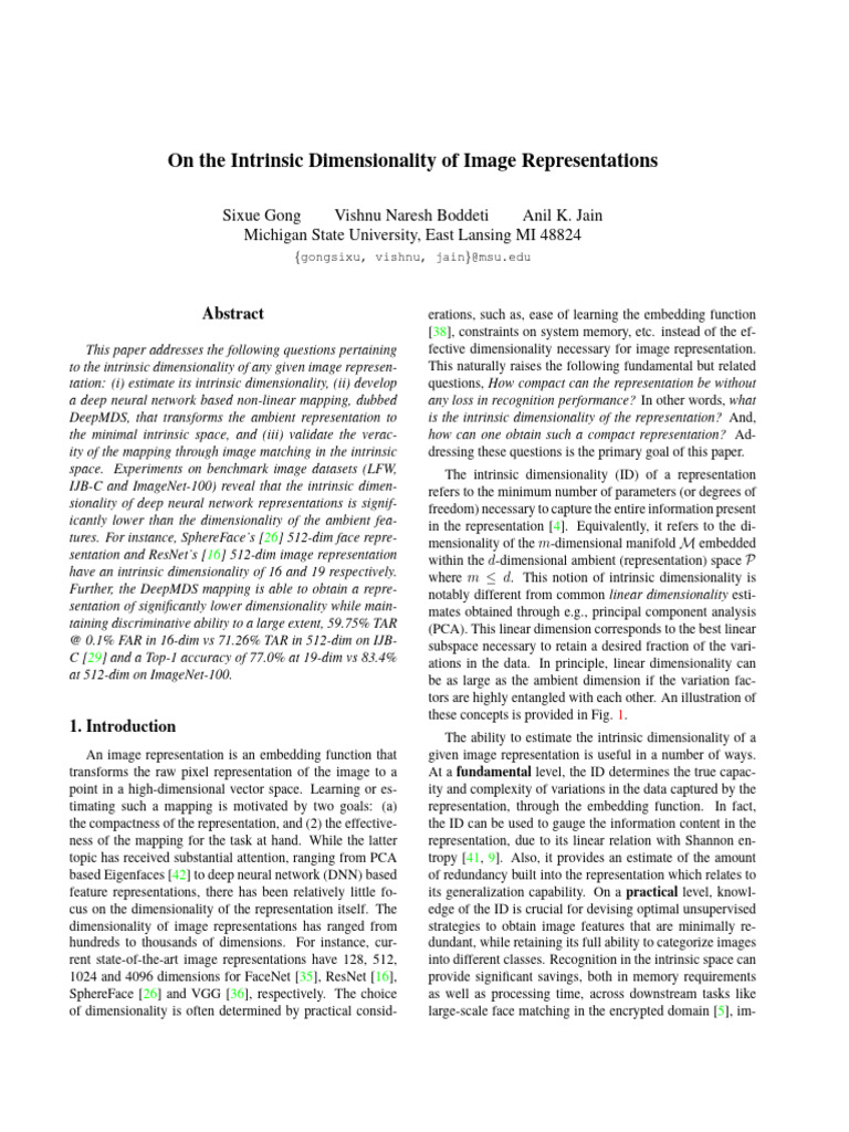 2019-On The Intrinsic Dimensionality of Image Representations | PDF | Applied Mathematics | Geometry