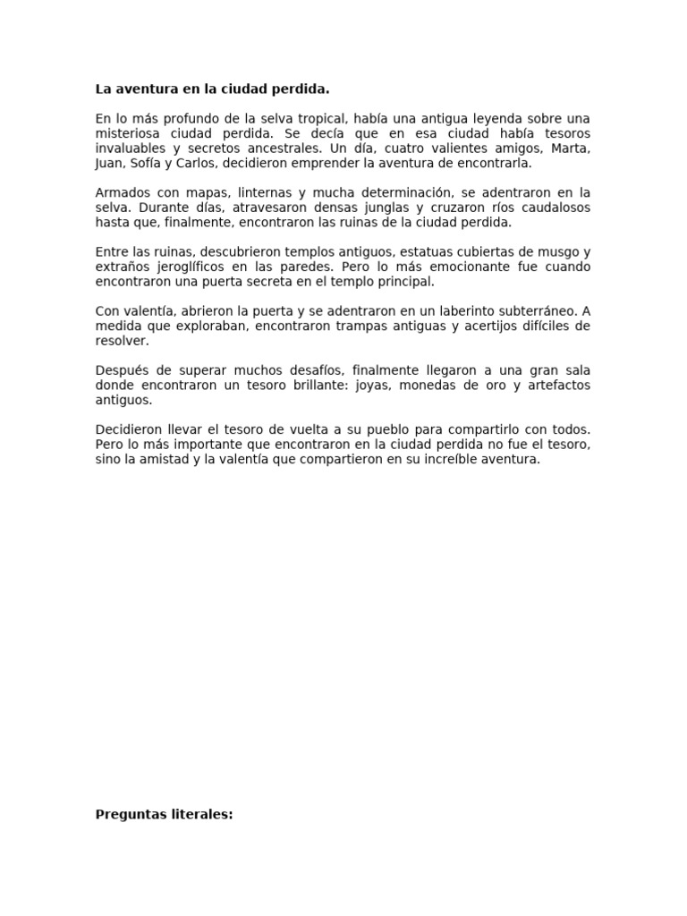 La Aventura en La Ciudad Perdida | PDF