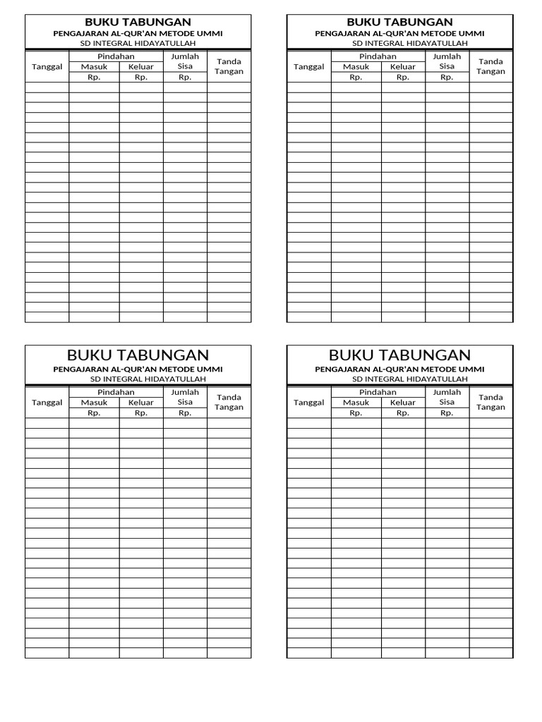 Buku Tabungan Dalam | PDF