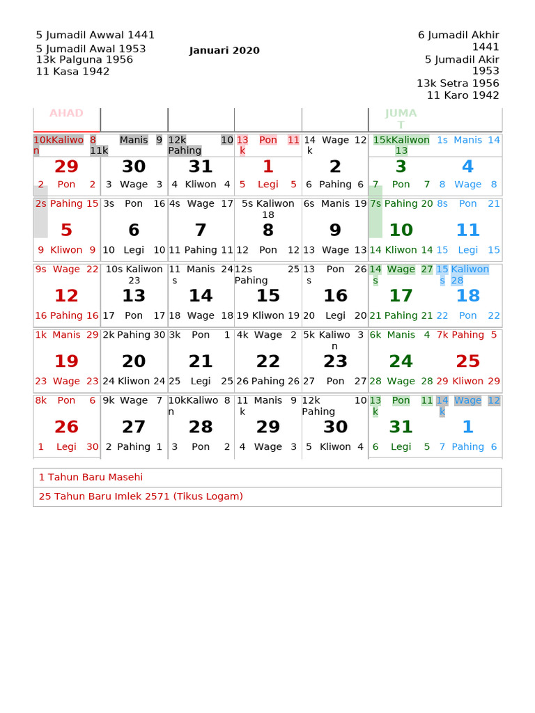 Kalender Jawa Mei 2020 Lengkap | PDF | Jawa | Indonesia
