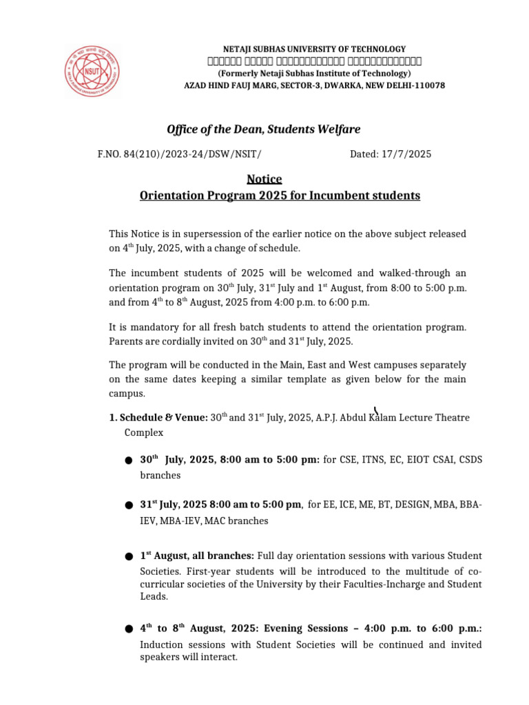 Orientation Program 2025 30 July | PDF | Notation