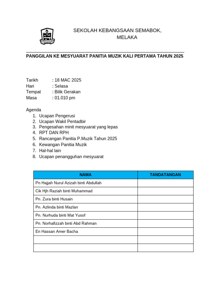 Minit Mesyuarat PSV Kali 1 | PDF