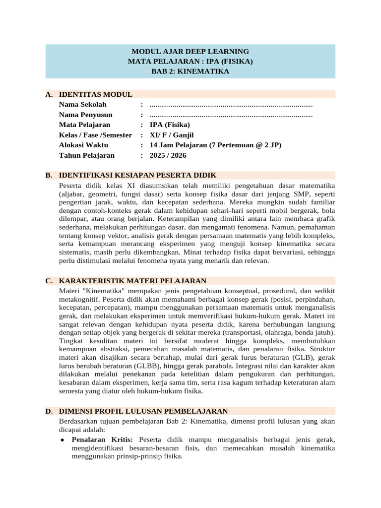 Modul Bab 2 Kinematika | PDF