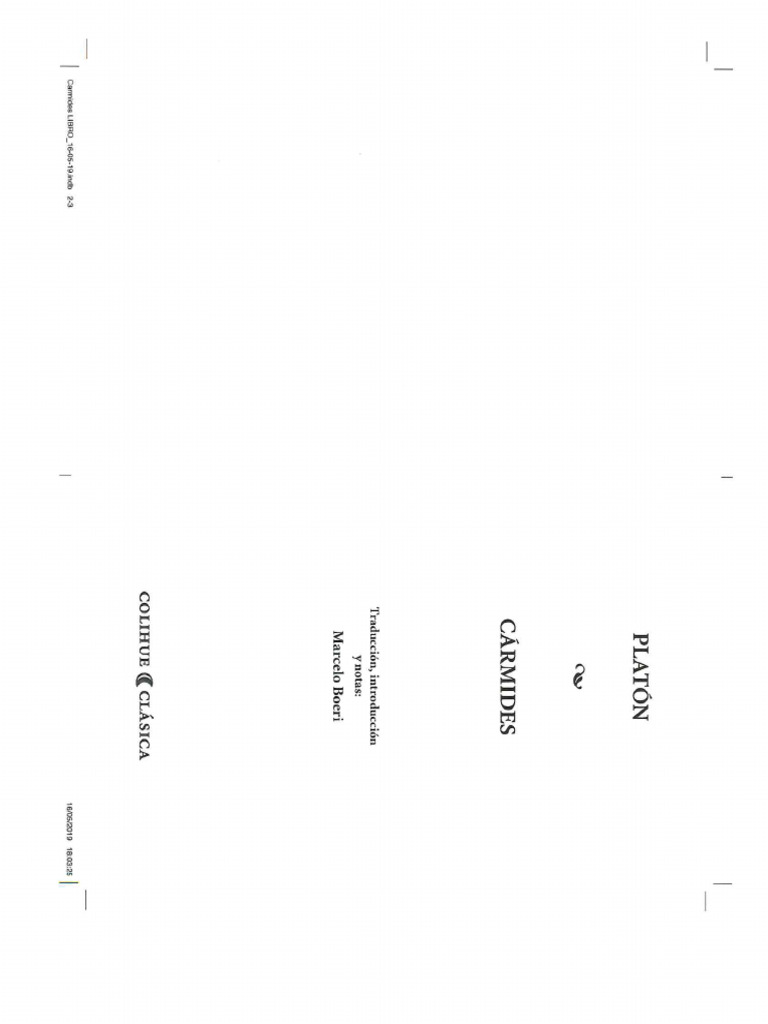 Platon Carmides Trad Notas M Boeri | PDF