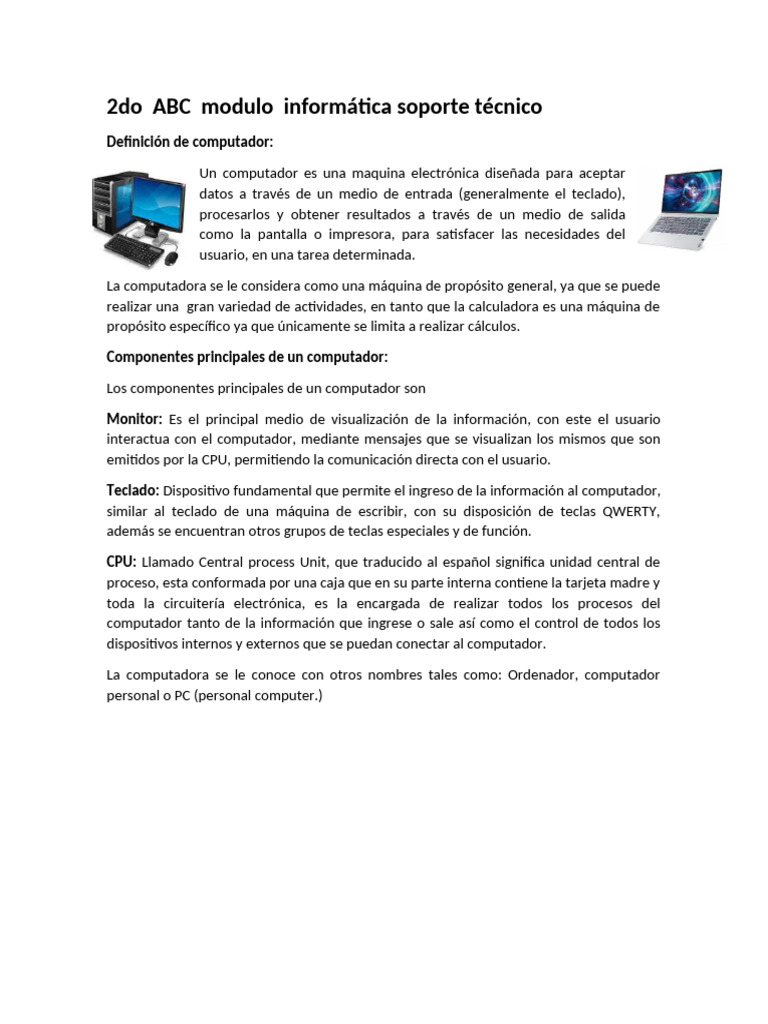 @@2do Abc Modulo Informática Soporte Técnico | PDF | Hardware de la ...