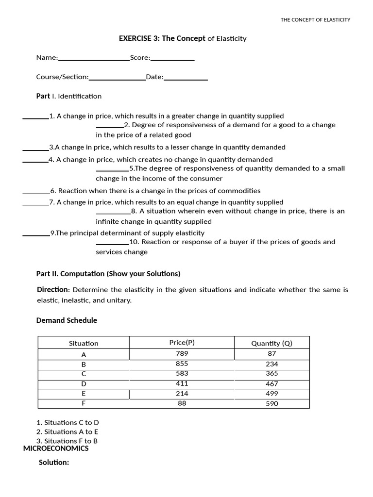 Exercise 2 Elasticity | PDF | Elasticity (Economics) | Demand