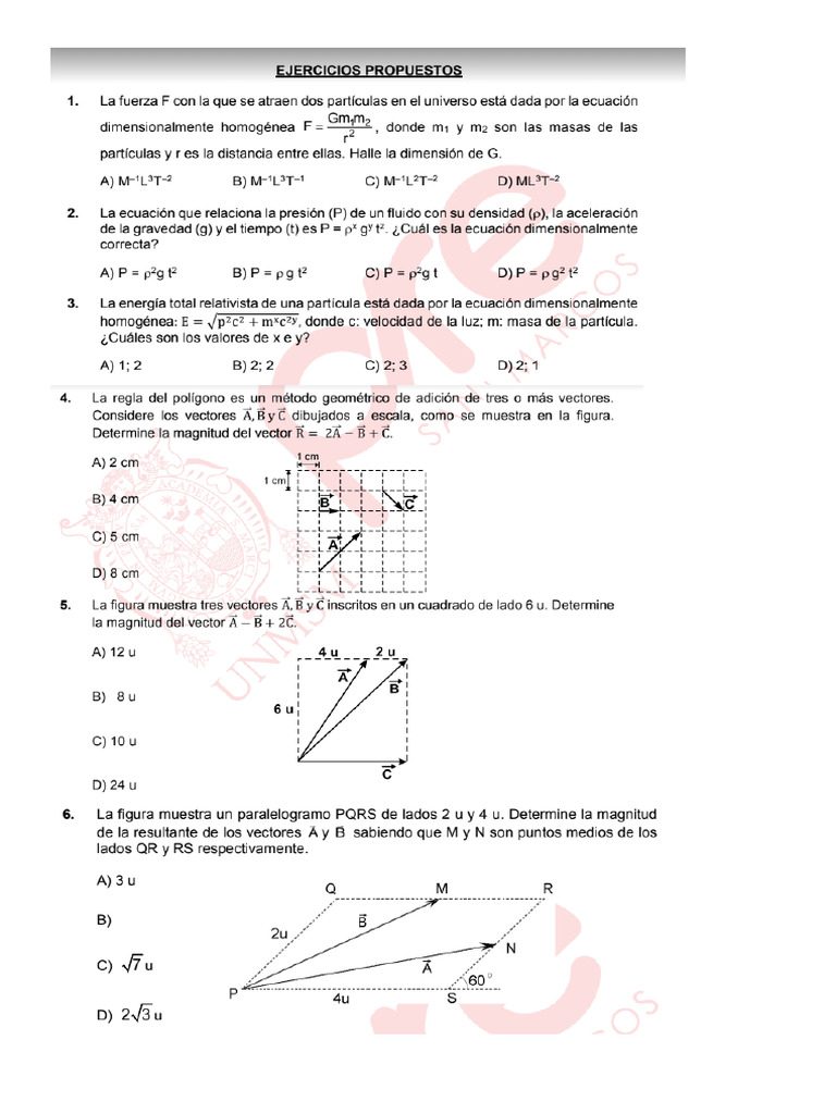 Ejercicios Fisica Sem 1 y 2 | PDF