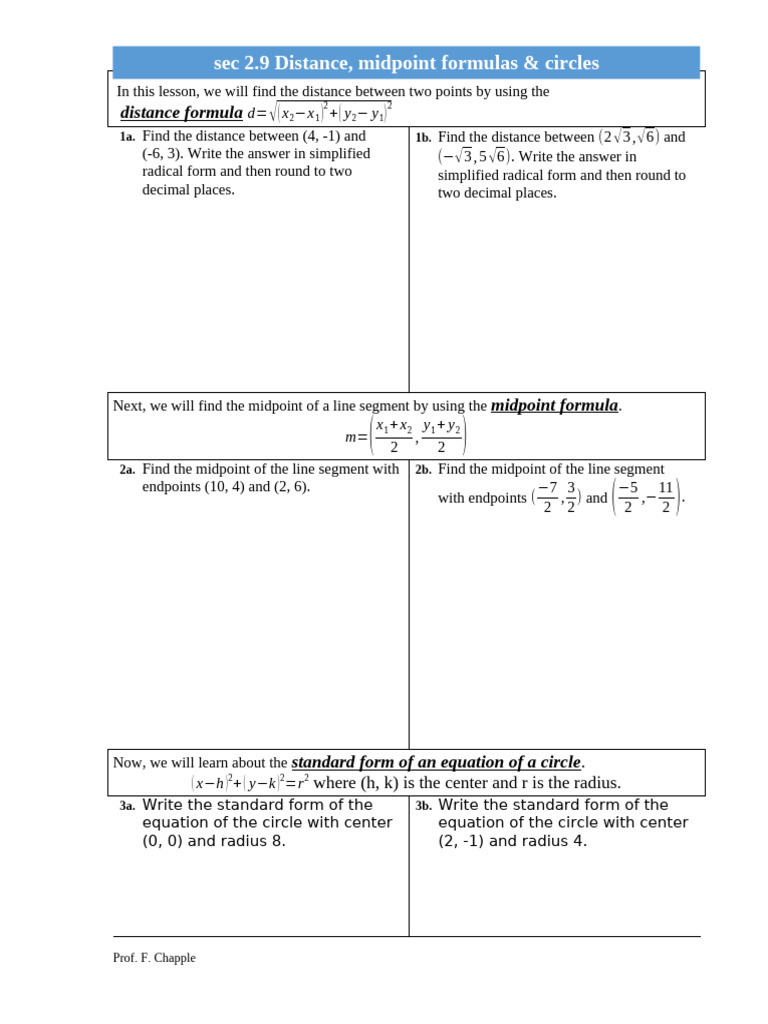 Midpoint and Circle Formulas Explained | PDF | Euclidean Geometry ...