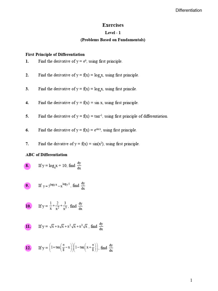 Differentiation Practise | PDF | Chess Theory | Chess