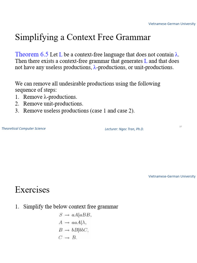 Simplifying Context-Free Grammars | PDF | Mathematical Logic | Language ...