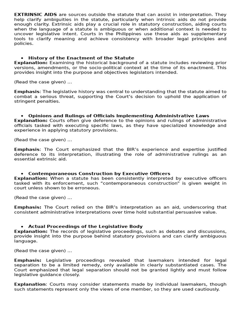 Understanding Extrinsic Aids in Statutory Interpretation | PDF ...