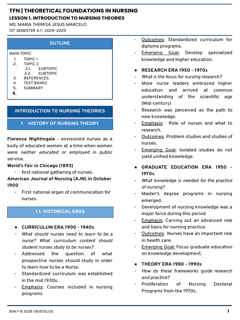 (TFN) Lesson 1. Introduction To Nursing Theories | PDF | Theory ...