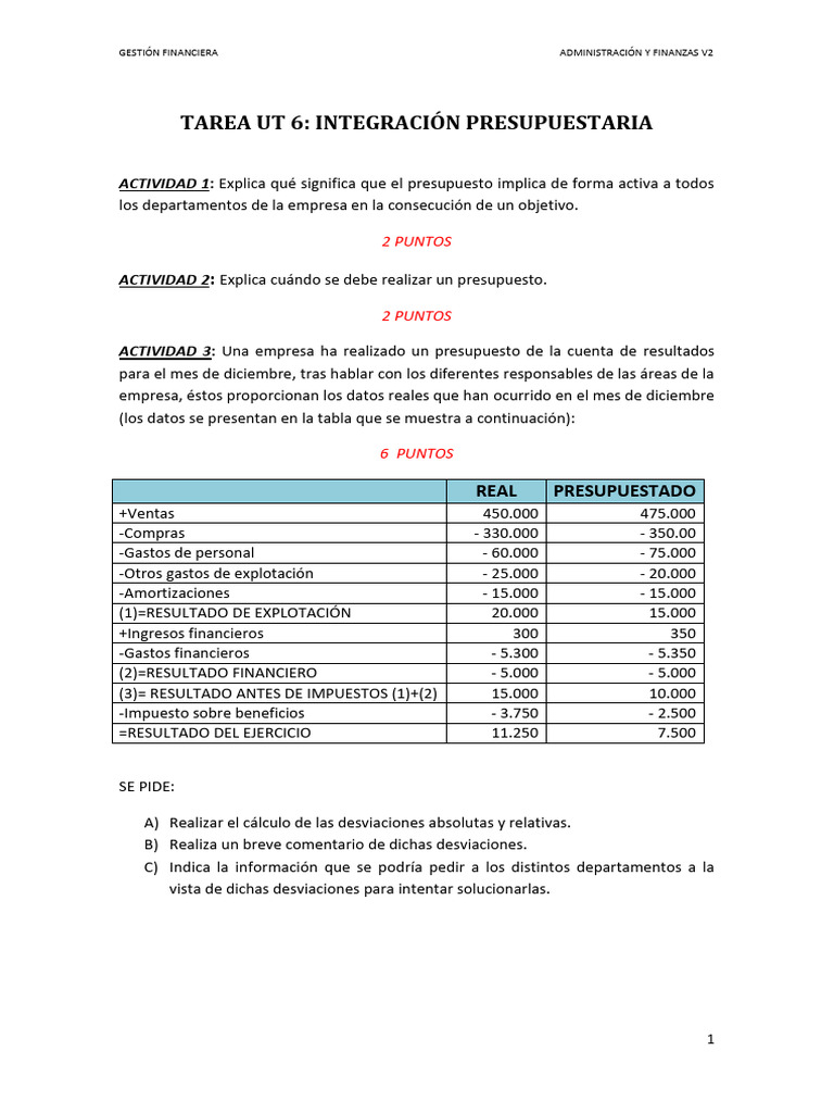 Tarea Ut 6 Integración Presupuestaria | PDF