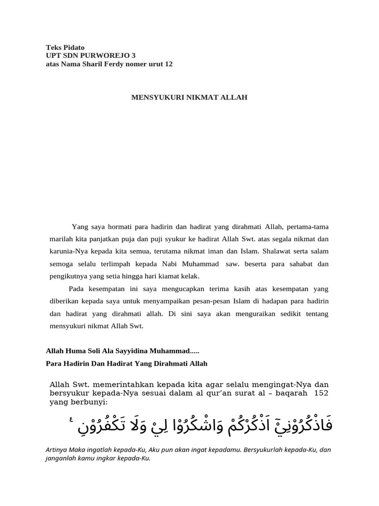 Mensyukuri Nikmat Allah dalam Islam | PDF