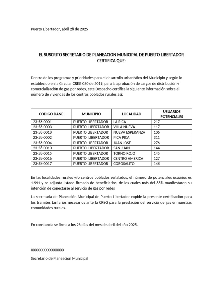 Borrador Solicitud Planeacion 85% (2) Pto Libertador | PDF