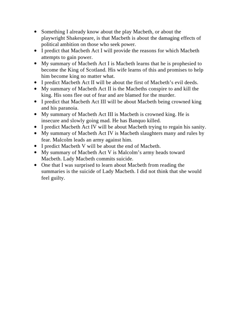 Macbeth Summary | PDF