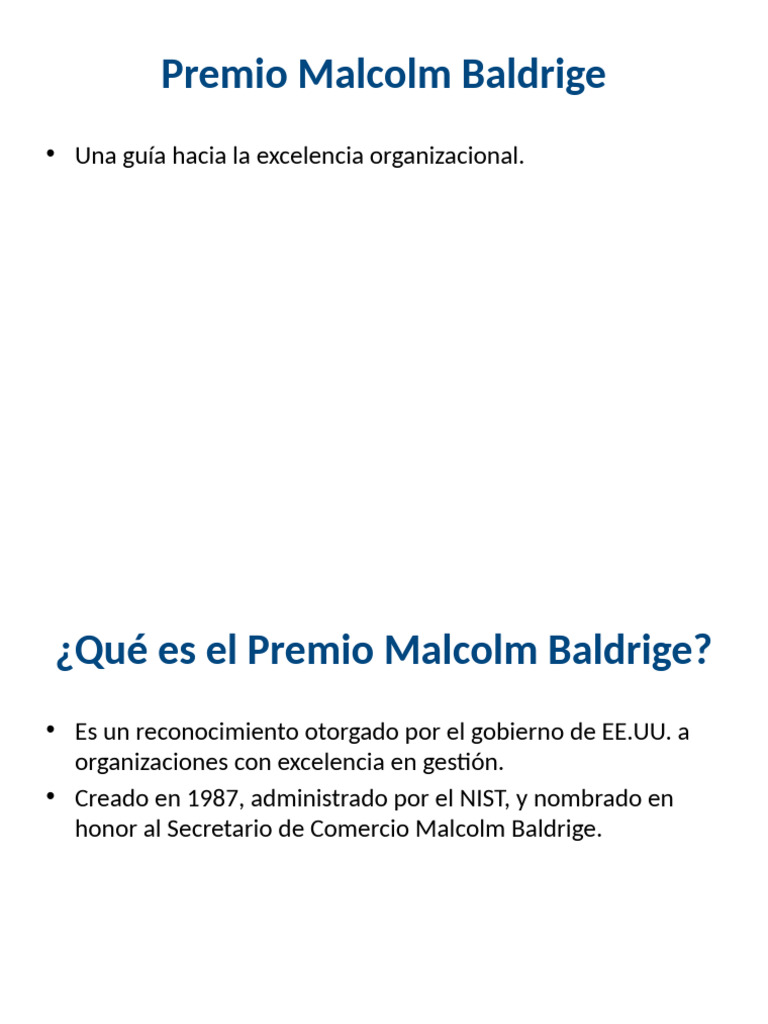 Guía del Premio Malcolm Baldrige | PDF