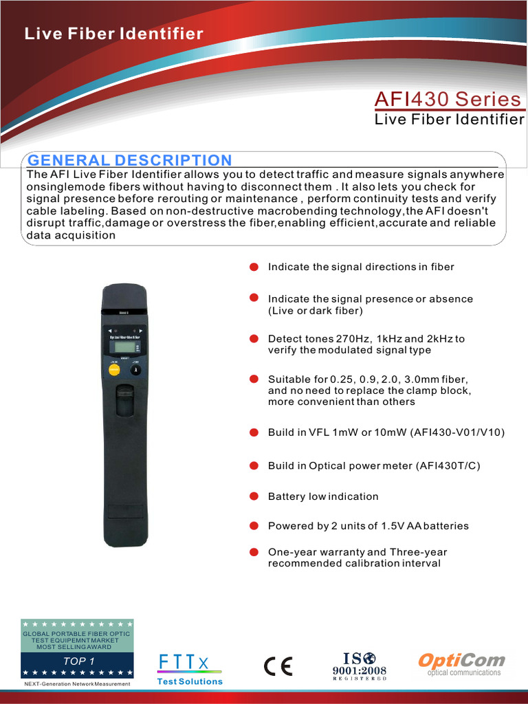 Kingfisher Live Fiber Identifier Guide | PDF | Optical Fiber ...