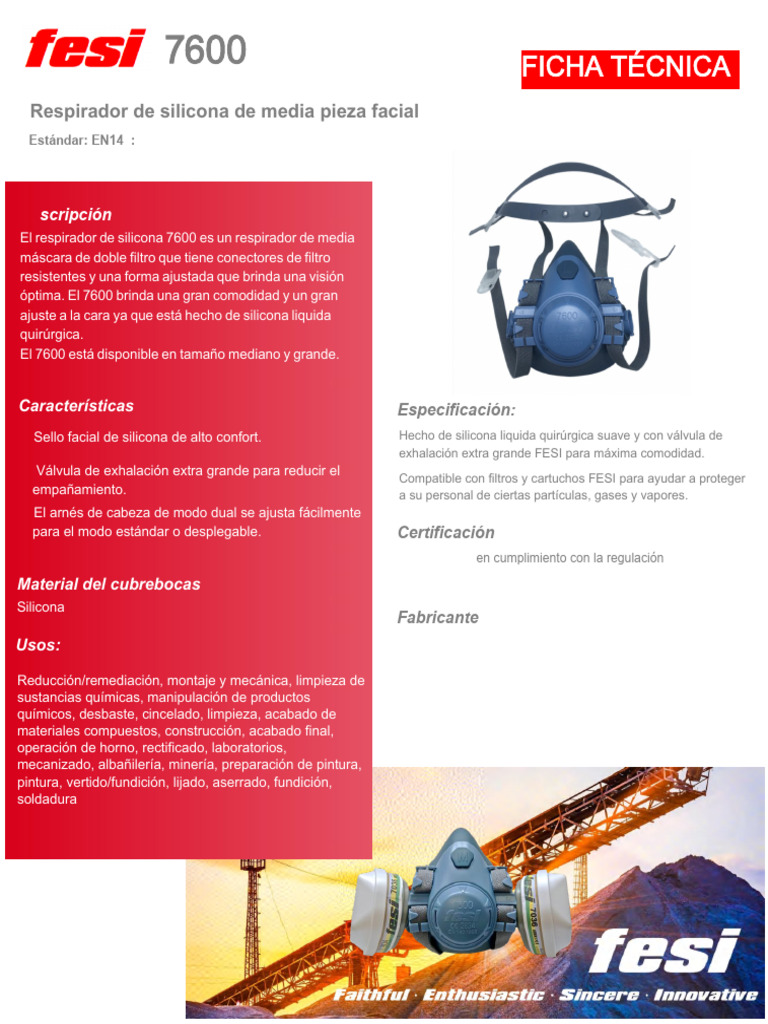 Respirador de Silicona 7600 EN140 | PDF