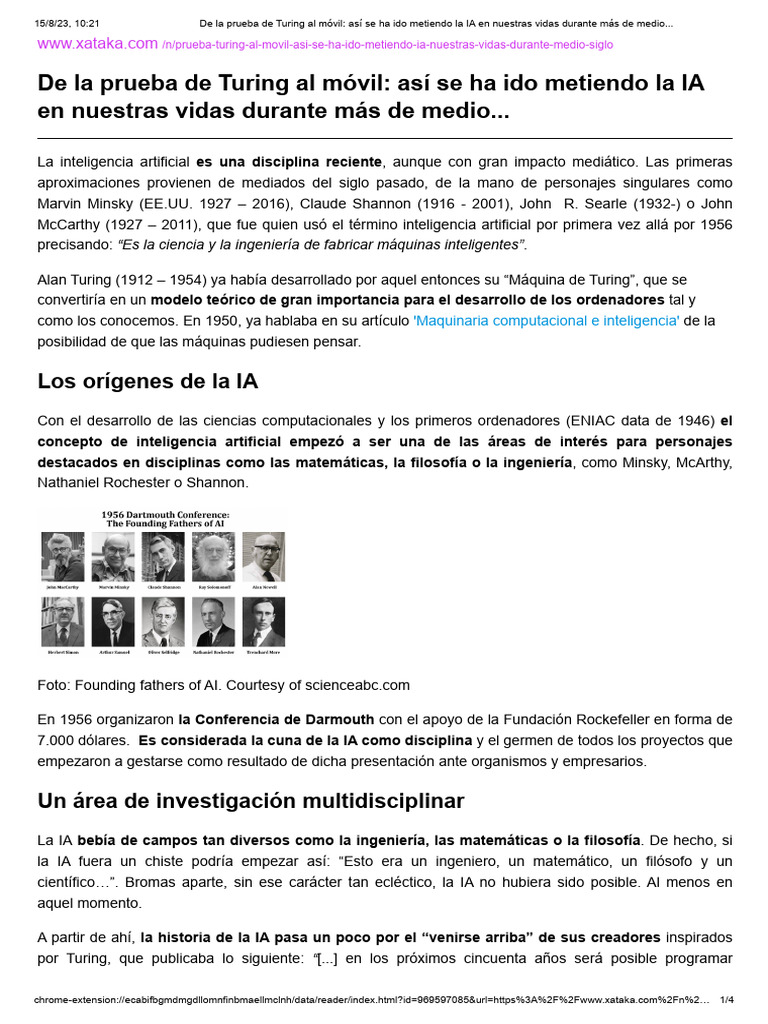 De La Prueba de Turing Al Móvil - Así Se Ha Ido Metiendo La IA en Nuestras Vidas Durante Más de ...