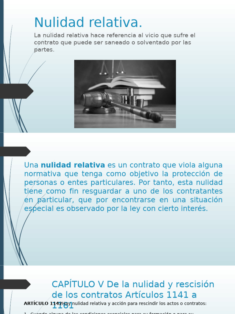 Nulidad Relativa en Contratos: Conceptos Clave | PDF | Debido al ...