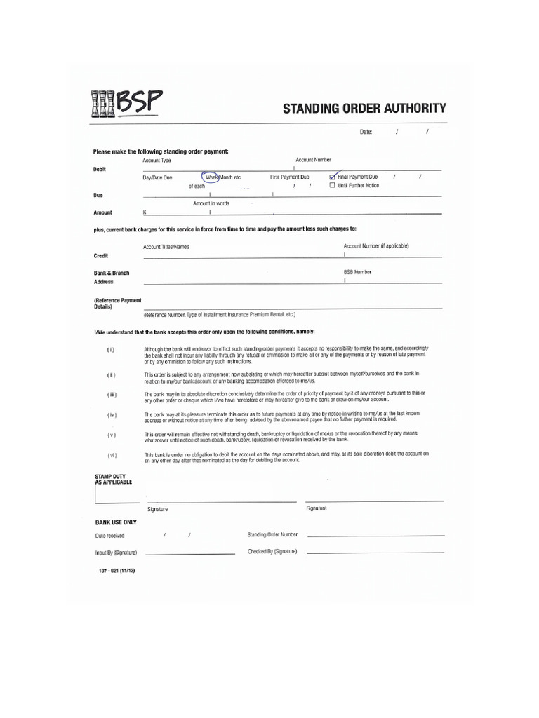 BSP Standing Order | PDF