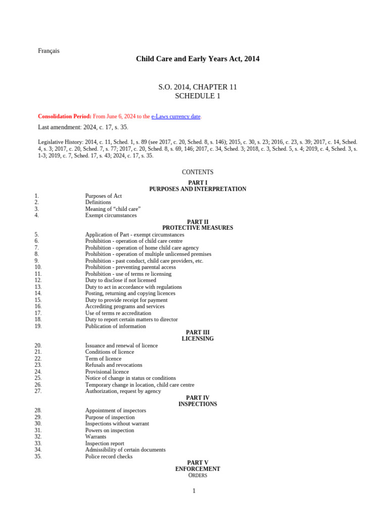 CCEYA1 | PDF | License | Child Care