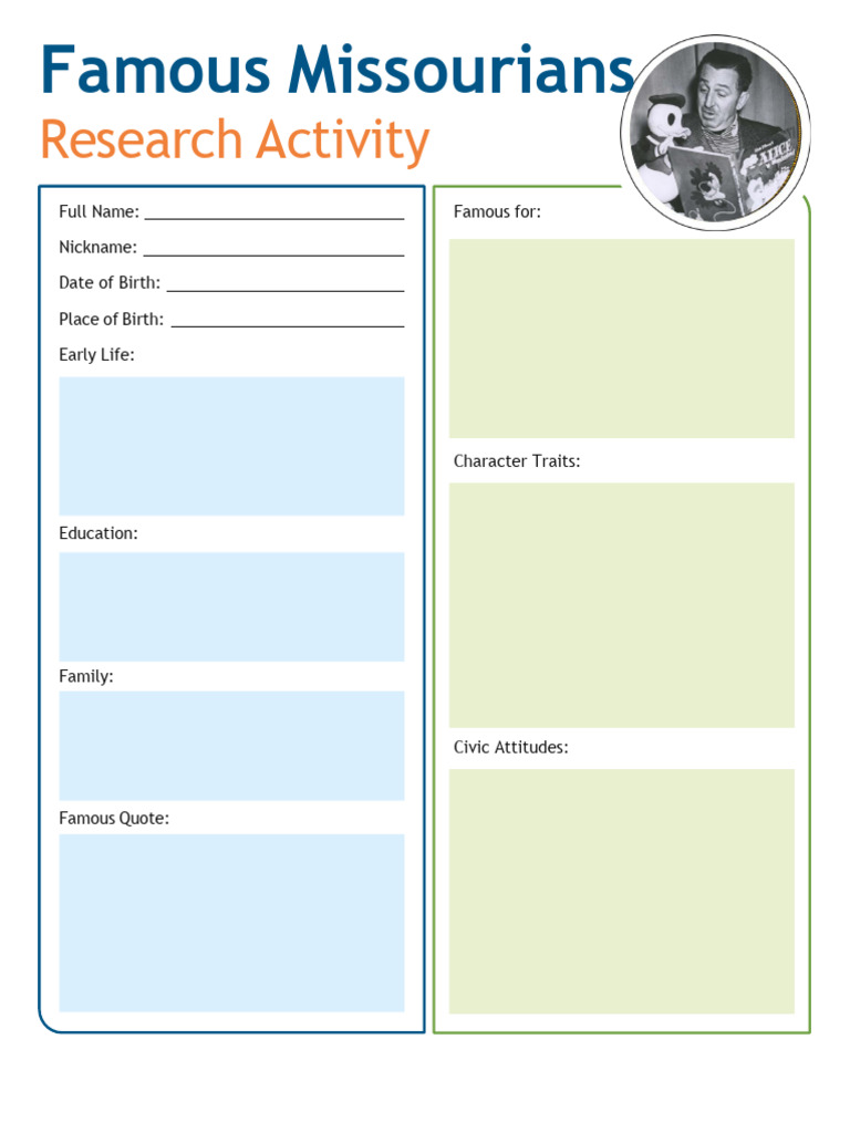 Famous Missourian Research Activity | PDF