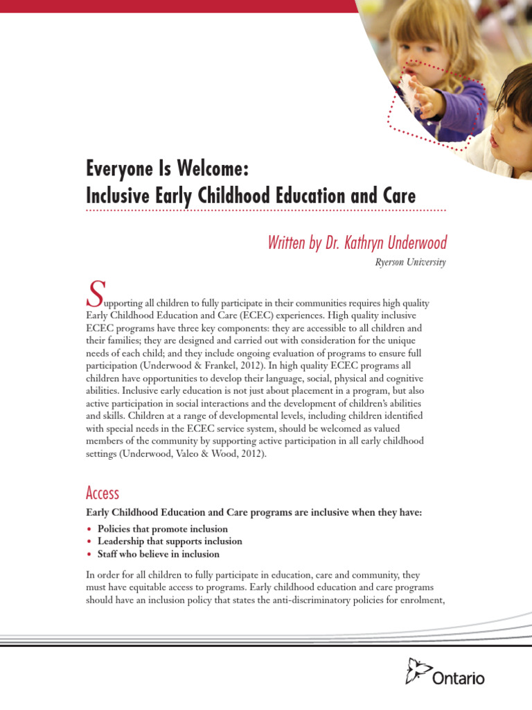 Inclusive Early Childhood Education Guide | PDF | Early Childhood ...