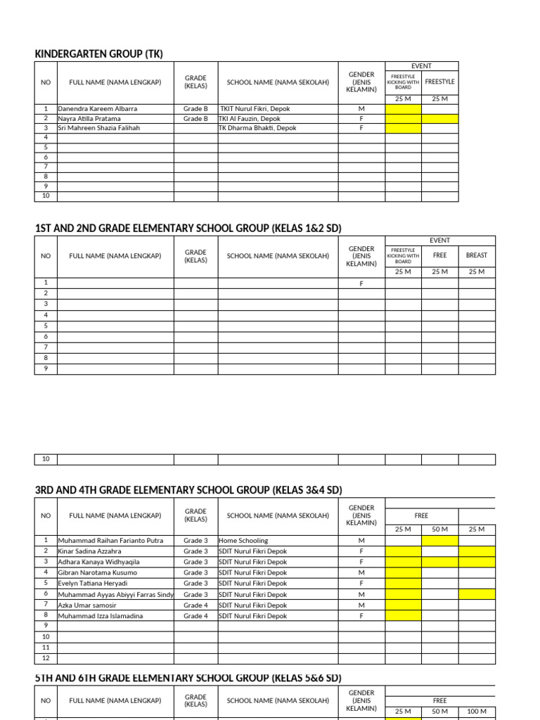 Reg Form For School Team or Group | PDF