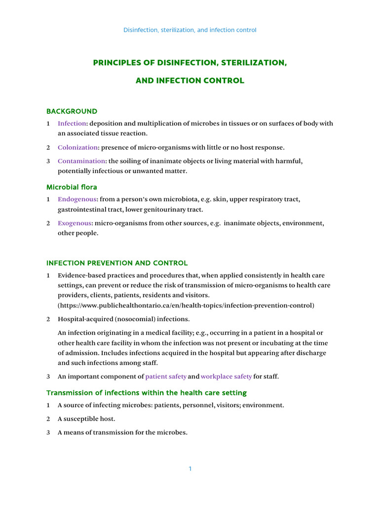 IAS67 Disinfection Sterilization Infection Control (Handout) | PDF ...