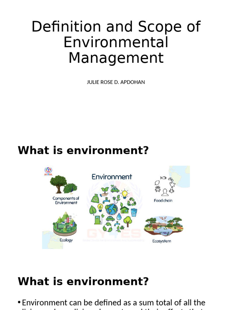 Lec. 10 Definition and Scope of Environmental Management | PDF | Natural Environment ...