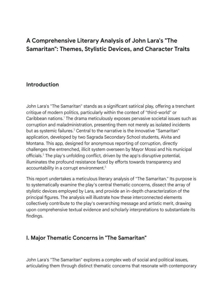 The Samaritan Analysis Request | PDF | Satire | Corruption