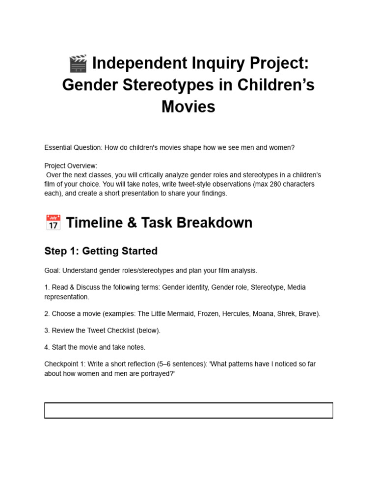 Gender Stereotypes in Kids' Movies Analysis | PDF | Stereotypes ...