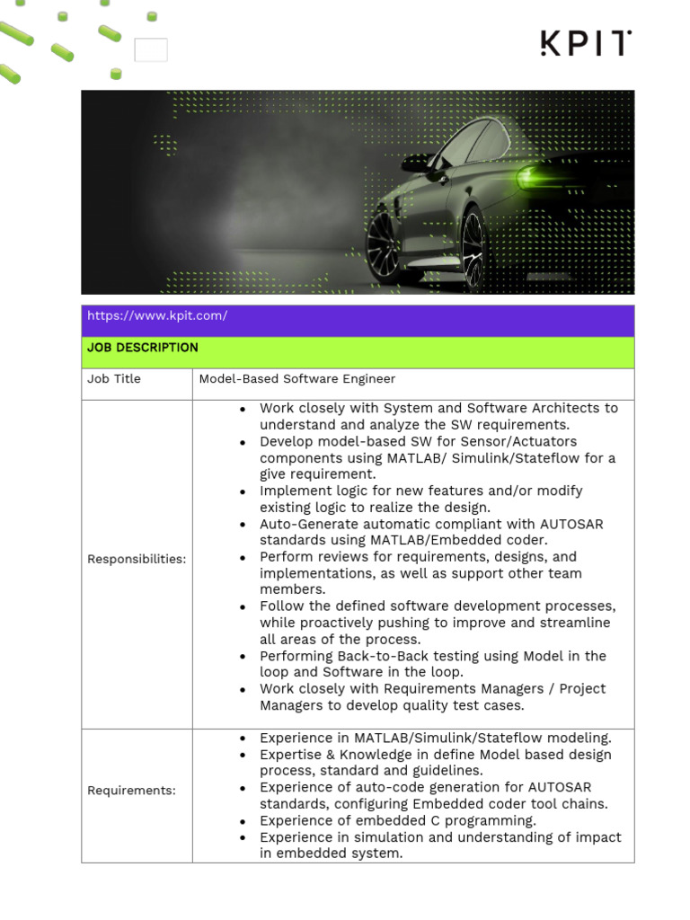 JD - Model-Based Software Engineer | PDF | Computing | Computer Science