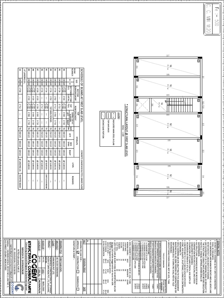 First Slab Level Drawing (1 of 2) | PDF