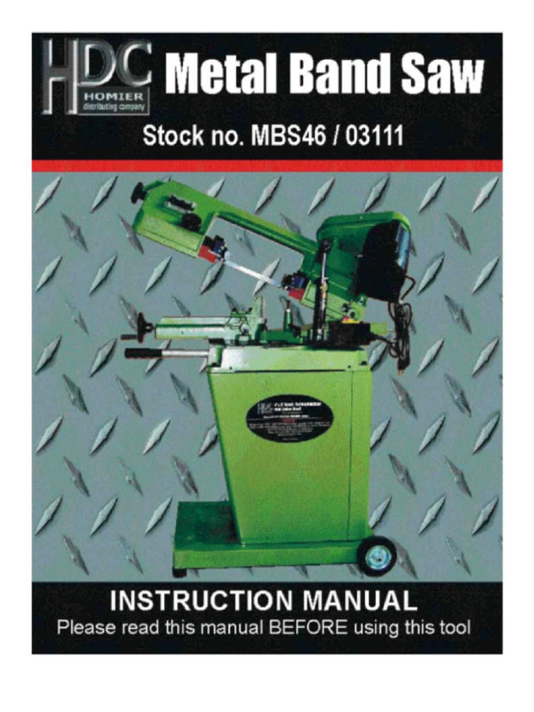 4x6 Bandsaw MBS46-03111 | PDF | Belt (Mechanical) | Screw