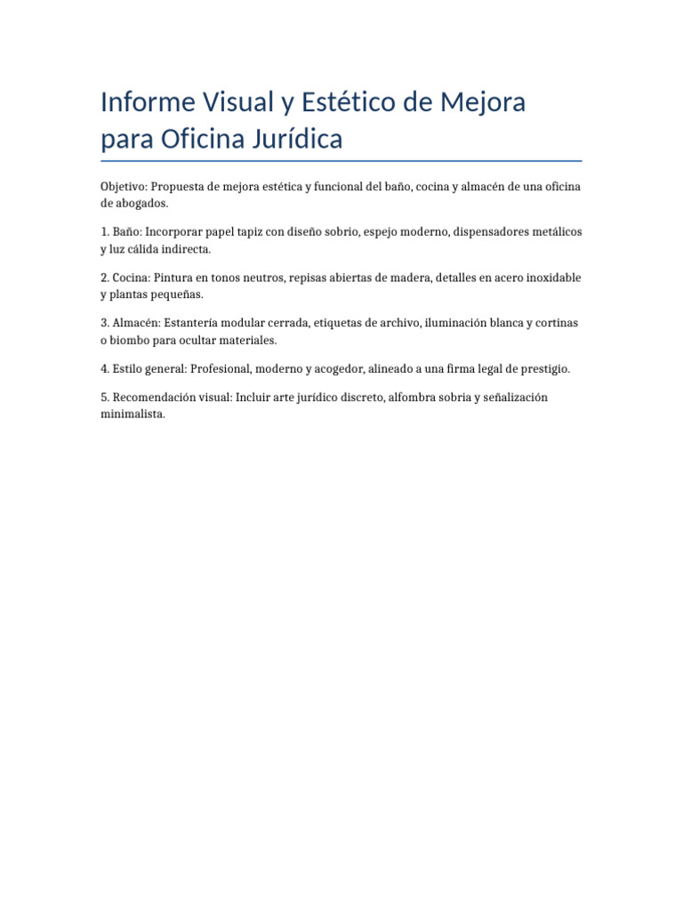 Informe Visual Mejoras Oficina | PDF