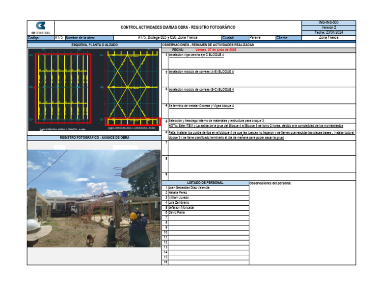 ING-INS-000 (Bitacora Diaria) A203 - 27-06-2025 | PDF