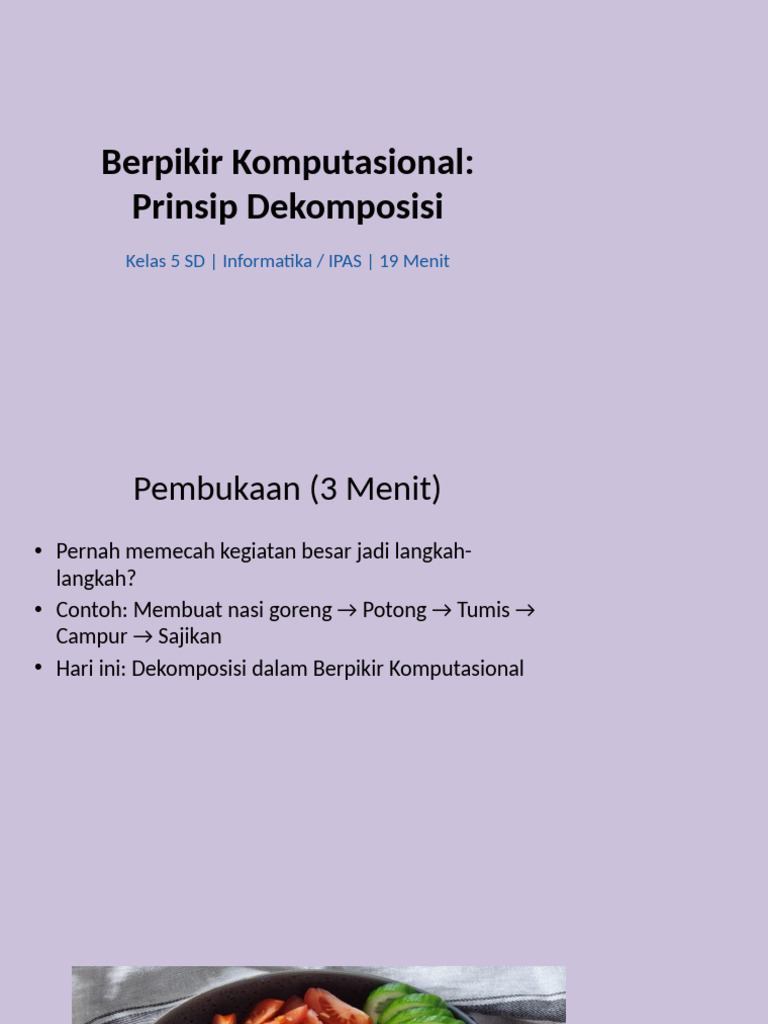 Modul Ajar Berpikir Komputasional Dekomposisi Kelas5 | PDF