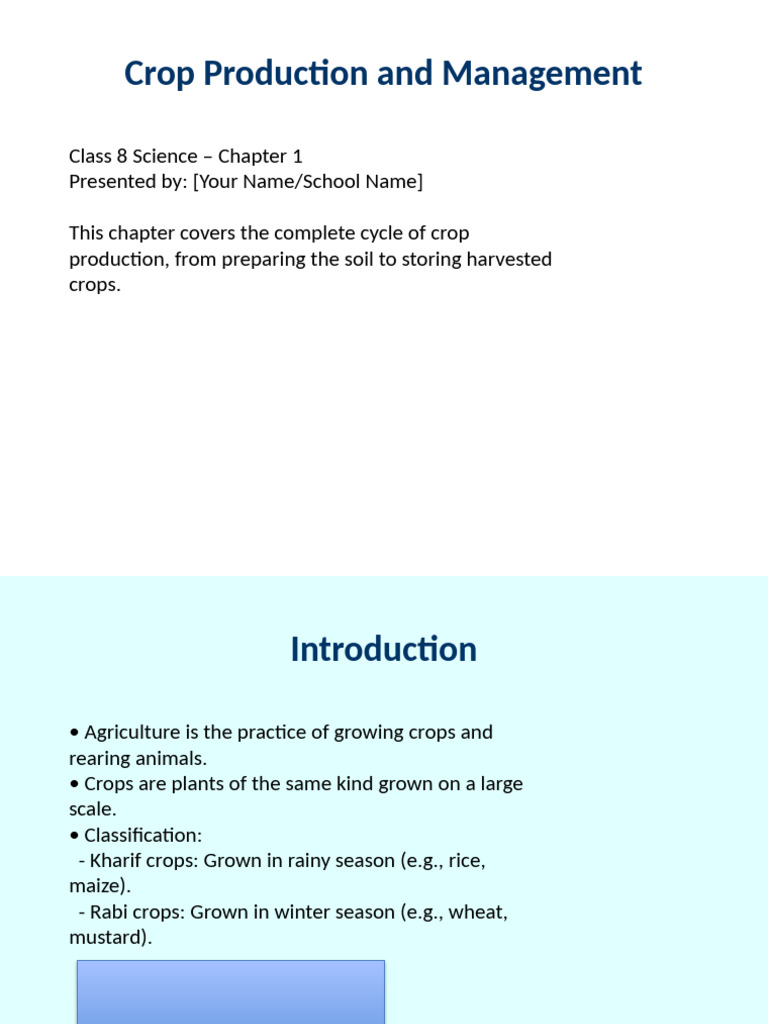 Crop Production Cycle for Class 8 | PDF | Sowing | Agriculture