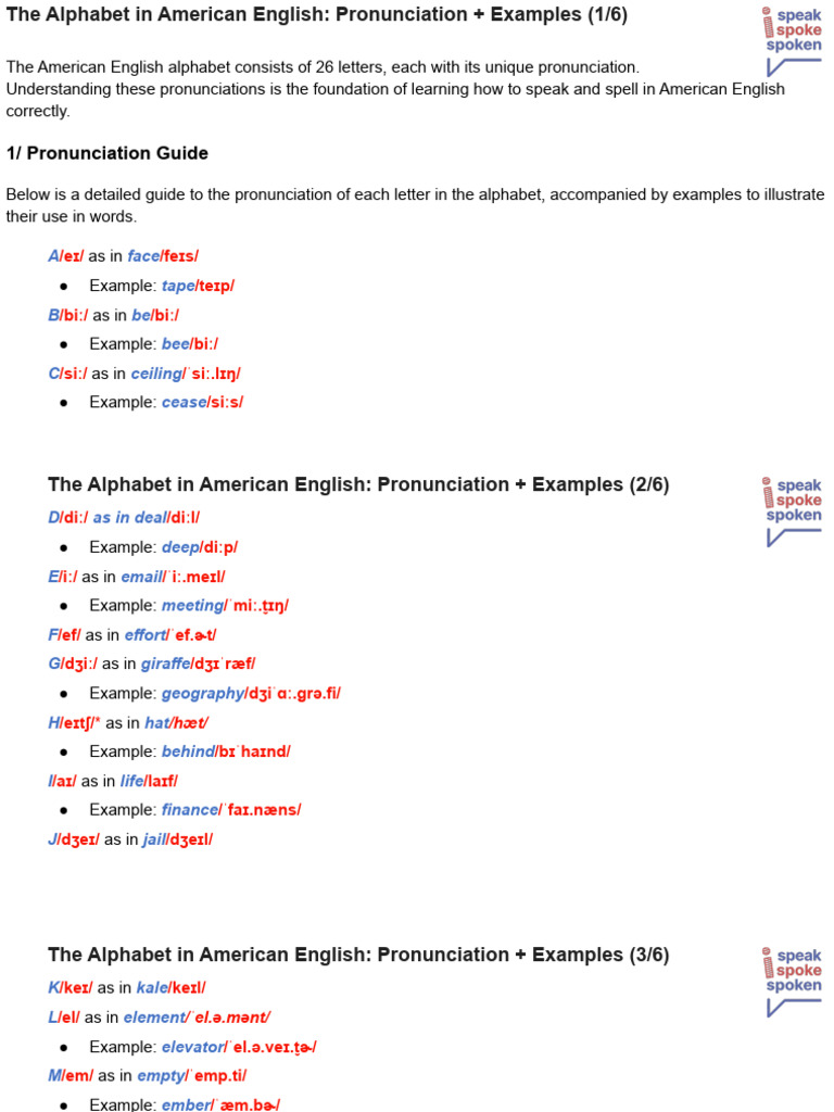 American English Alphabet Pronunciation Guide | PDF | English Language ...