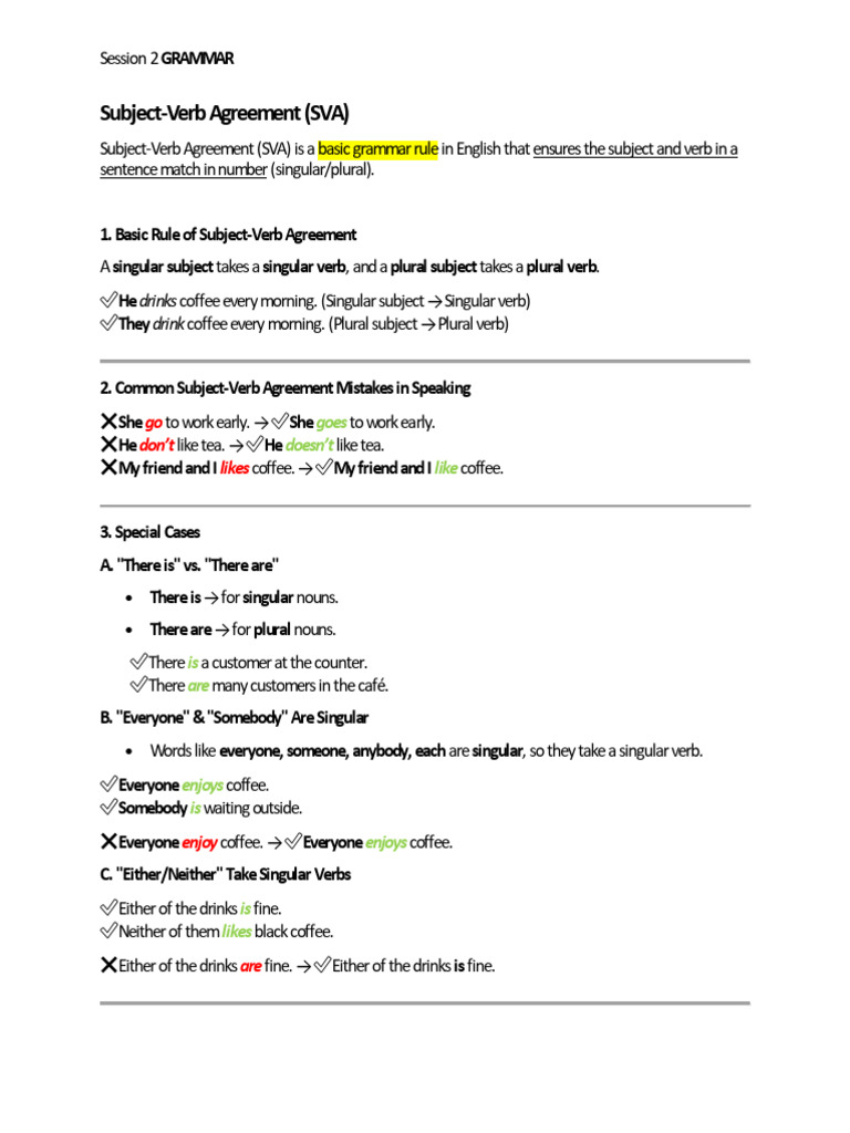 Understanding Subject-Verb Agreement | PDF