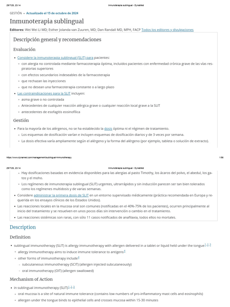Inmunoterapia Sublingual - DynaMed | PDF | Allergy | Allergen